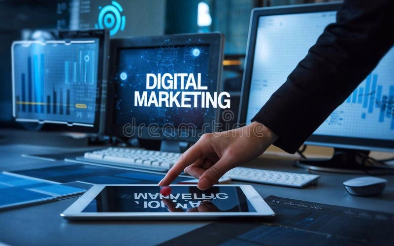 Digital Marketing Technology Concept on Virtual Screen. Business and ...
