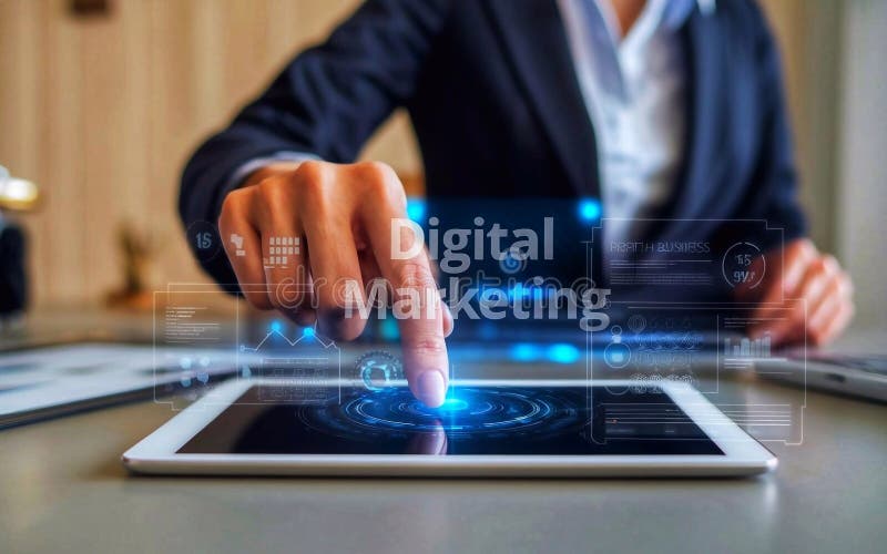 Digital Marketing Technology Concept on Virtual Screen. Business and ...