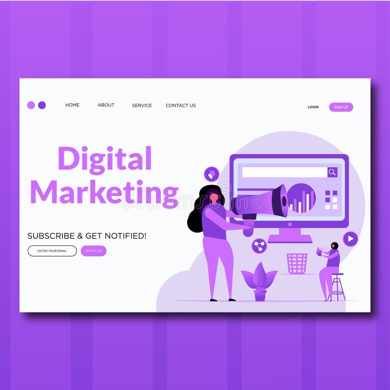 Digital Marketing- Vector Flat Style Digital Marketing Landing Page ...