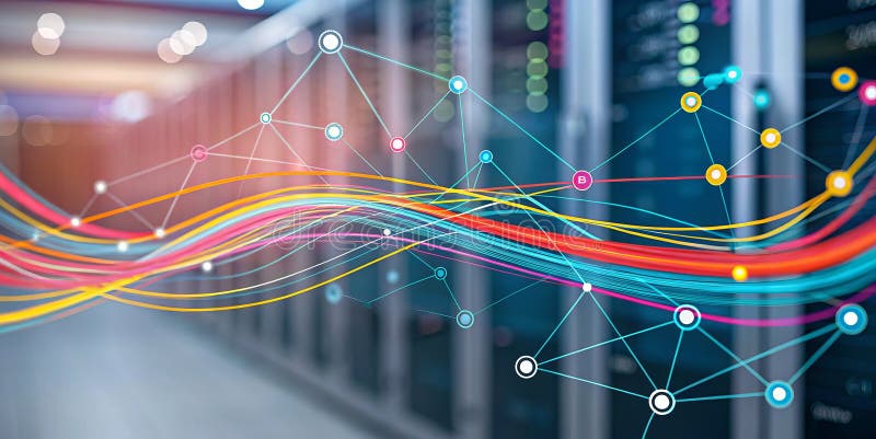 Digital Marketing Visualization with Colorful Data Flow and Server ...