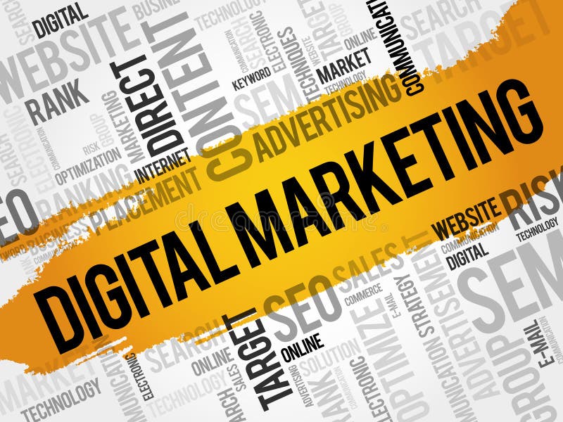 Digital Marketing Word Cloud Stock Illustration - Illustration of ...