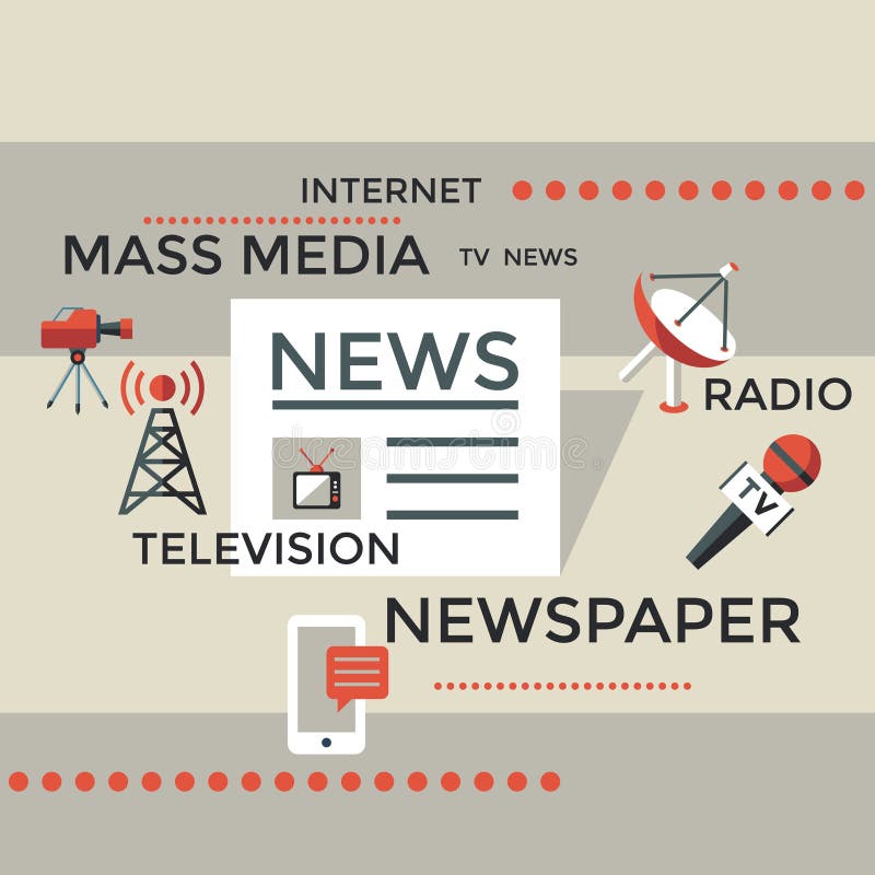 Digital Mass Media Objects Color Simple Flat Stock Illustration ...