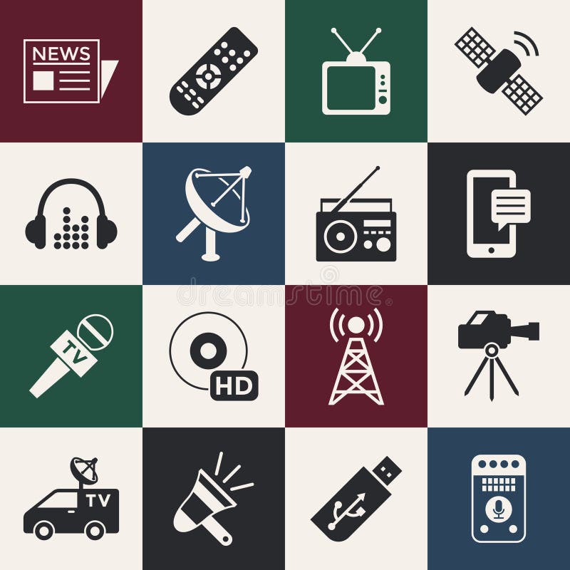 Digital Mass Media Objects Color Simple Flat Stock Illustration ...