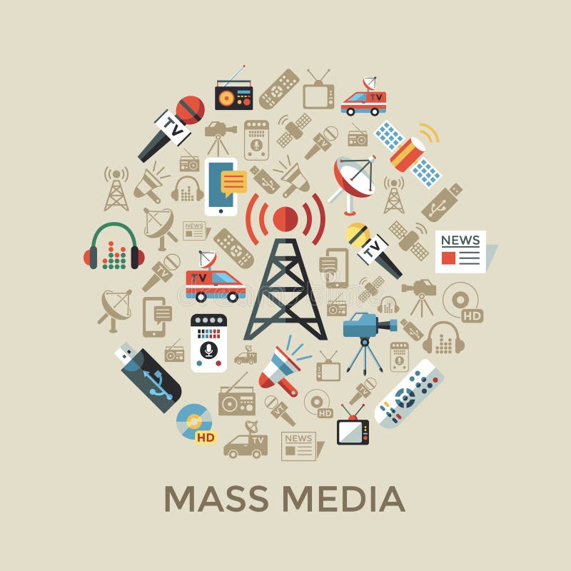 Digital Mass Media Objects Color Simple Flat Stock Illustration ...