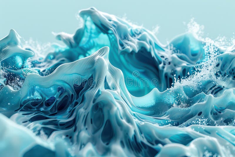 Abstract Cyan Waves with Vivid Details a Mesmerizing Digital Art ...