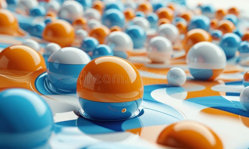 Group Orange and Blue Spheres Stock Illustration - Illustration of ...