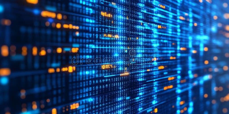 Digital Matrix Abstract Futuristic Code with Glowing Numbers, Technology, Data Flow Background ...