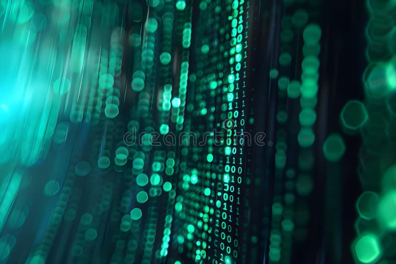 Digital Matrix Background With Binary Code For Internet Security And Data Protection Concept