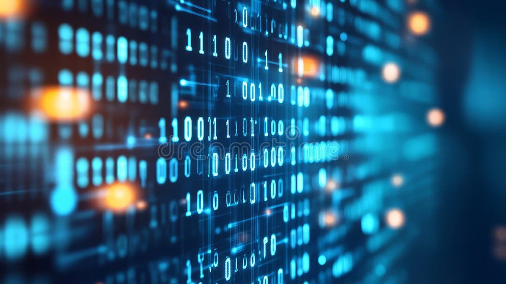 Digital Matrix Background with Green Binary Code and Glowing Lights ...