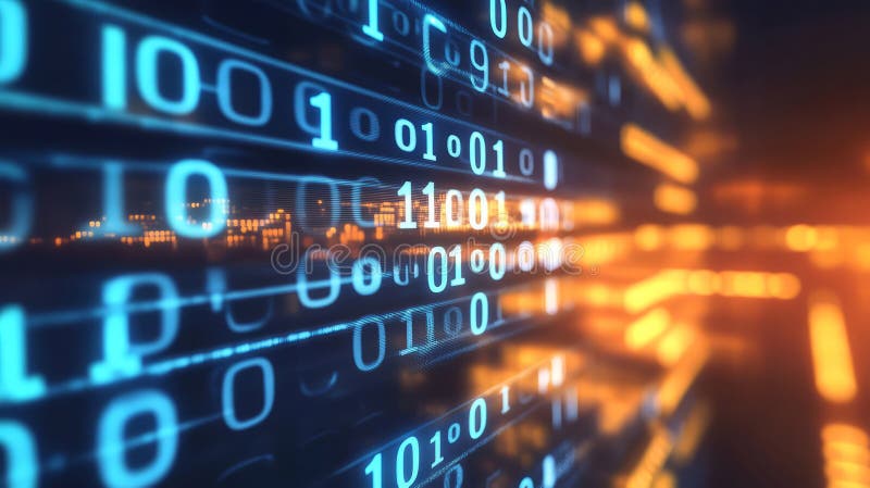 Digital Matrix Background with Green Binary Code and Glowing Lights ... Digital Matrix Background with Green Binary Code and Glowing Lights ...
