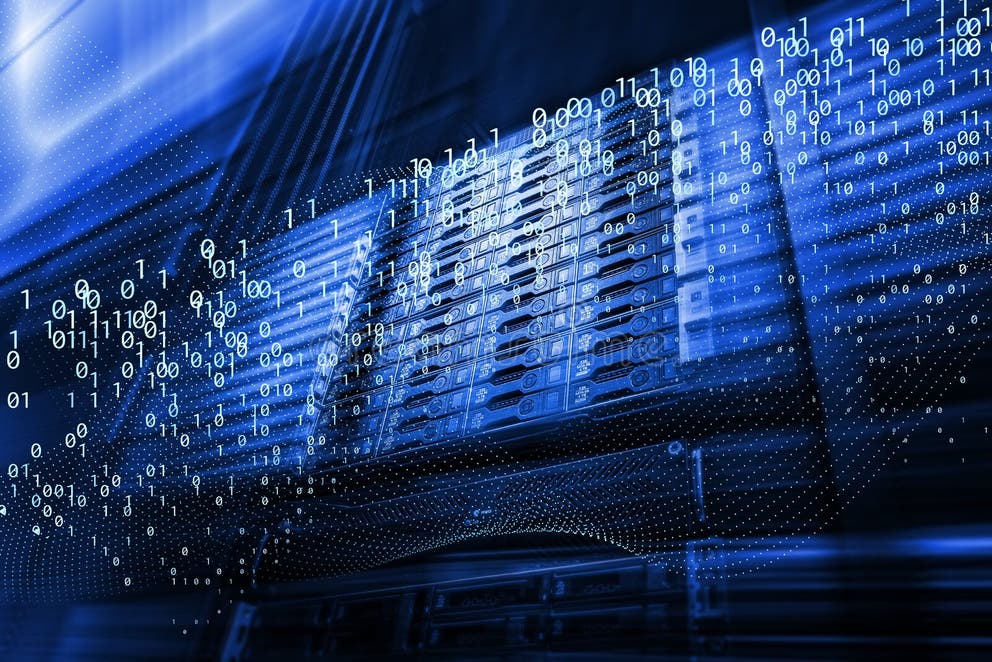 Digital Matrix Code Stream. Abstract Image Light Traces. Visualization of Hacker Attacks on ...