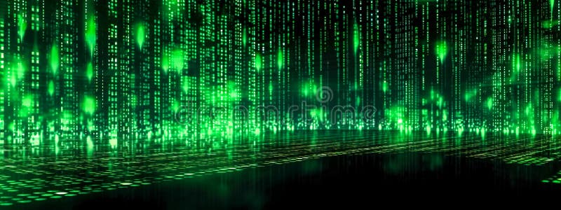 Digital Matrix, Code Virtual Computer System, Banner and Background ...