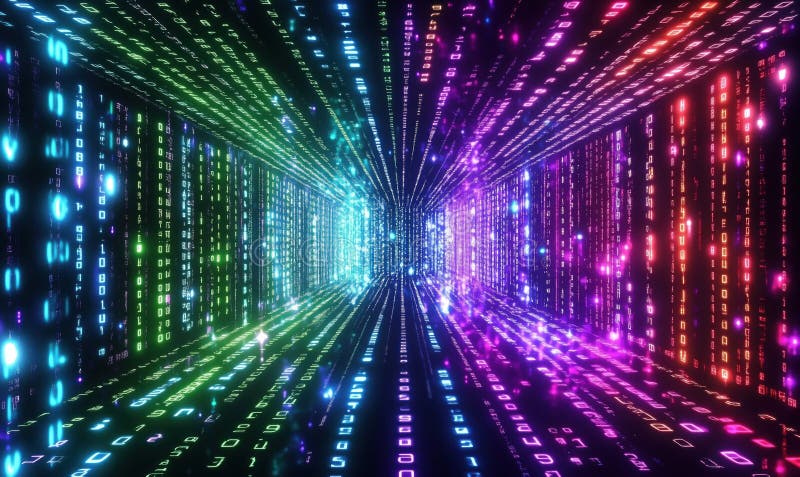 Digital Matrix with Colorful Binary Code Stock Photo - Image of technology, virtual: 356783960