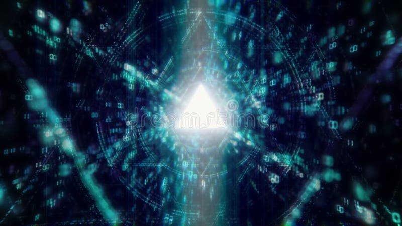 Digital Matrix Core Tunnel of Binar Lights, Neon Glowing Rays Loop in ...