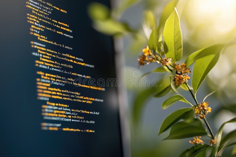 Digital Matrix: Creative Wallpaper Displaying Lines of Computer Code, Blending Technology ...