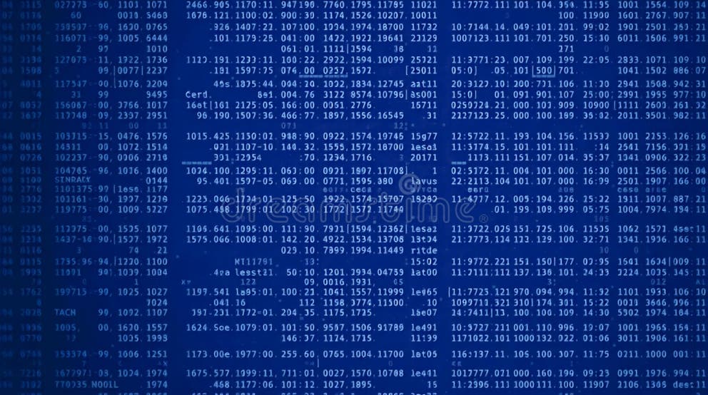 Digital Matrix Data Stream Background with Binary Code Numbers in Blue Technology Pattern for ...