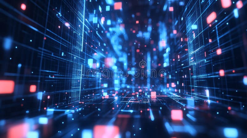 Digital Matrix Depicting Vibrant Data Flow in a Futuristic Cyber ...
