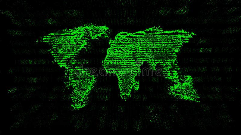 Digital Matrix Earth Map Code Stock Illustration - Illustration of ...