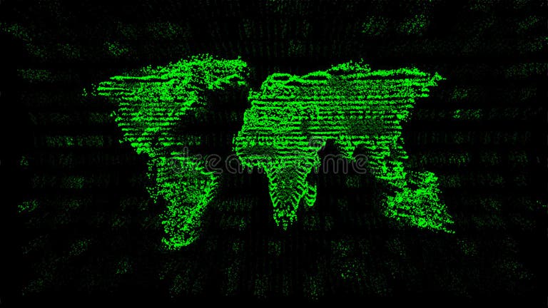 Digital Matrix Earth Map Code Stock Illustration - Illustration of ...