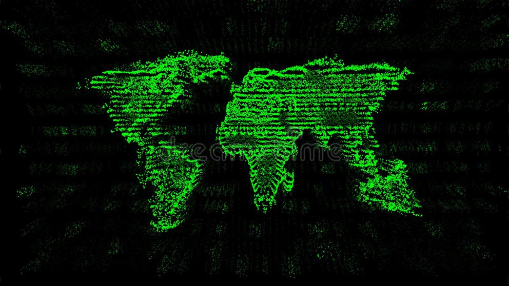 Digital Matrix Earth Map Code Stock Illustration - Illustration of ...