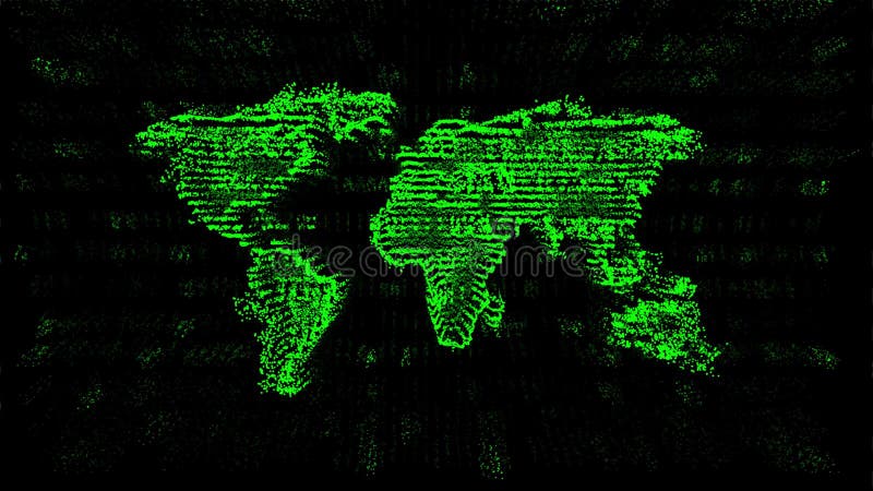 Digital Matrix Earth Map Code Stock Footage - Video of future, green ...