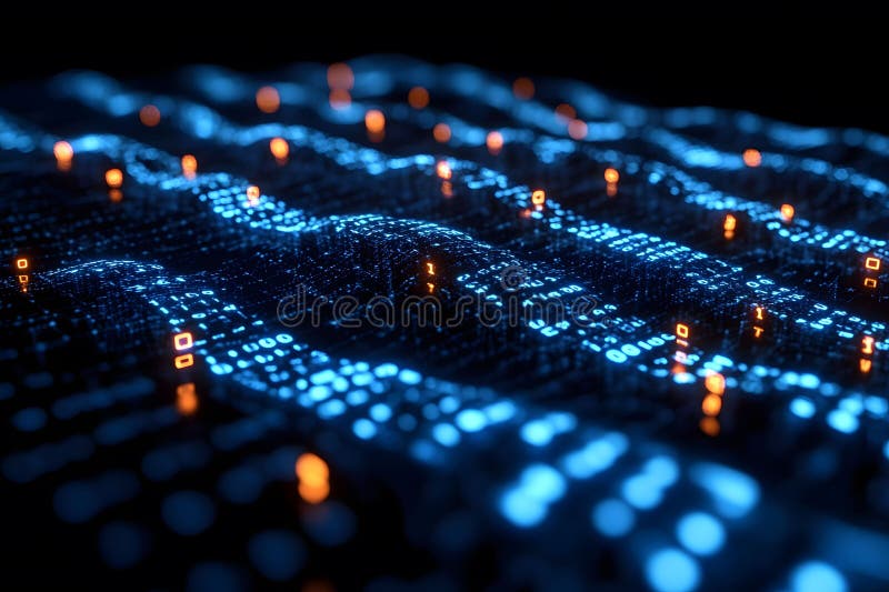 Digital Matrix with Glowing Binary Code and Dynamic Data Flow Generative AI Stock Illustration ...