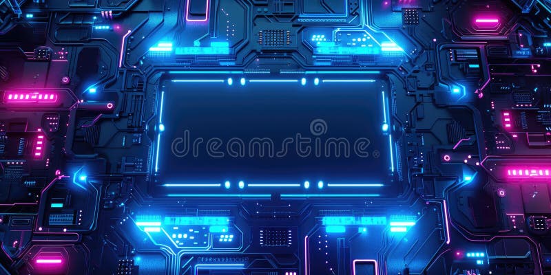 Digital Matrix: Glowing LED Technology Frame. Stock Illustration ...
