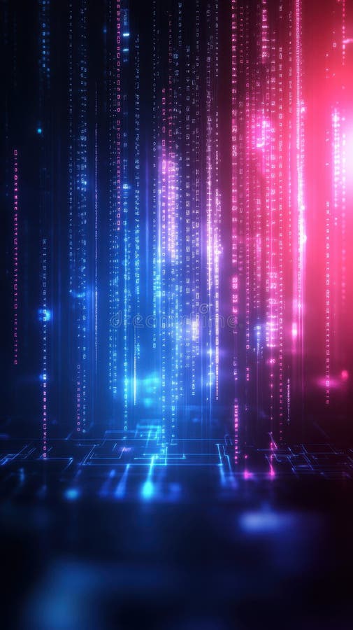 Digital Matrix with Glowing Lines and Vibrant Colors Stock Illustration ...