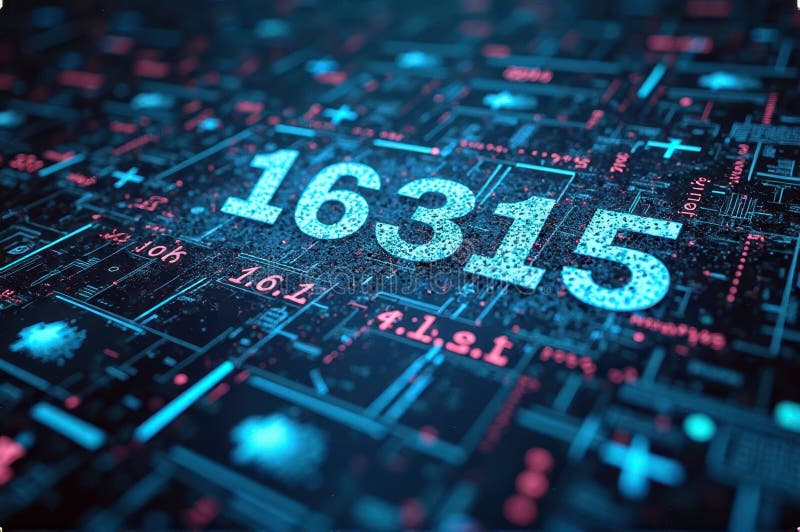 Digital Matrix with Glowing Numbers on Futuristic Circuit Board Stock ...