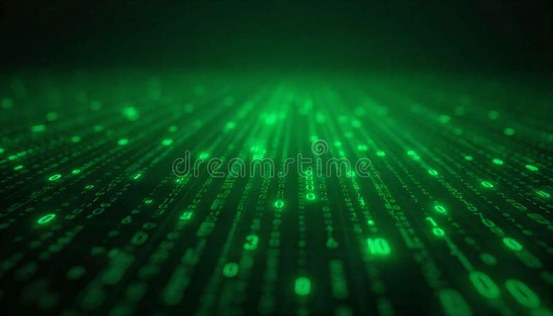 Digital Matrix Grid with Flowing Binary Numbers and Light Trails Stock Photo - Image of trails ...