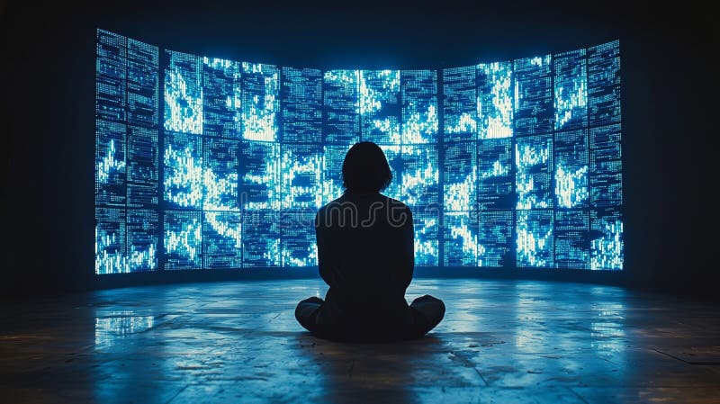 Digital Map with Matrix Code and Circuit Board Stock Illustration ...