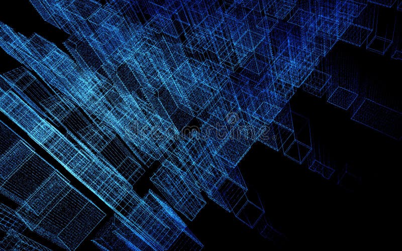 Digital Matrix Particles and Grid in the Form of a City of Skyscrapers ...