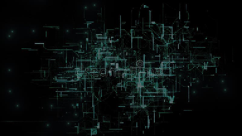 Digital Matrix Particles Grid Stock Illustration - Illustration of ...