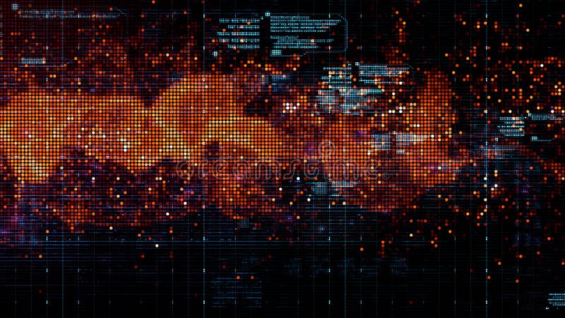 Digital Matrix Particles Grid Stock Illustration - Illustration of ...