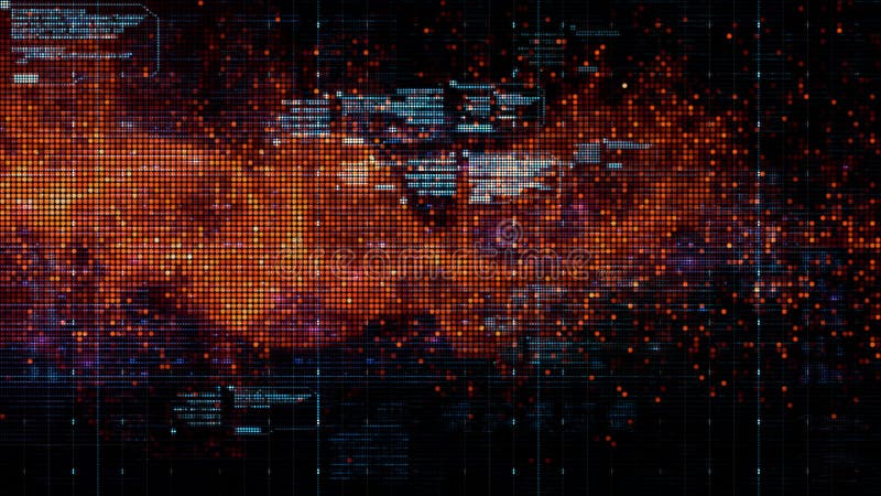 Digital Matrix Particles Grid Stock Illustration - Illustration of ...