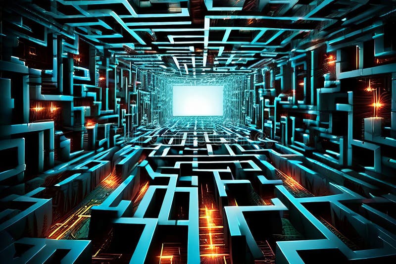 Digital Maze a Maze Like Digital Collage Art Piece Stock Illustration ...