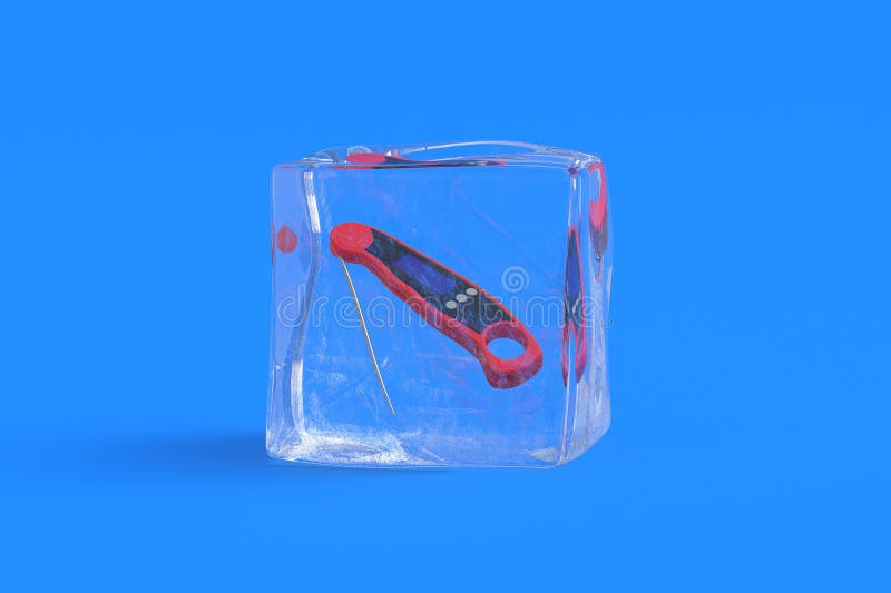 Digital Meat Thermometer in Ice Cube Stock Illustration - Illustration ...
