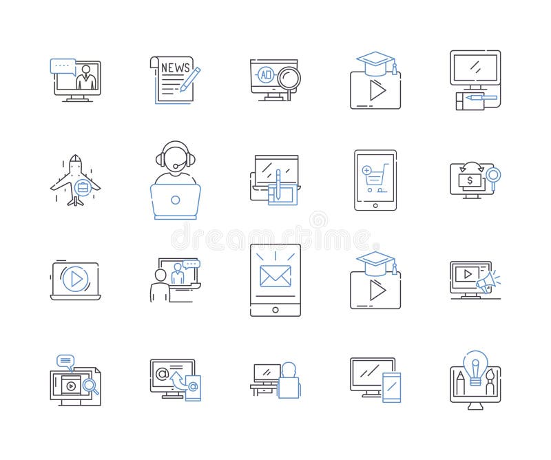 Digital Media Agency Outline Icons Collection. Digital, Media, Agency ...