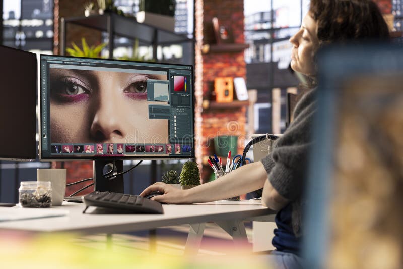 Digital Media Expert Working on Photo Editing with a Professional ...