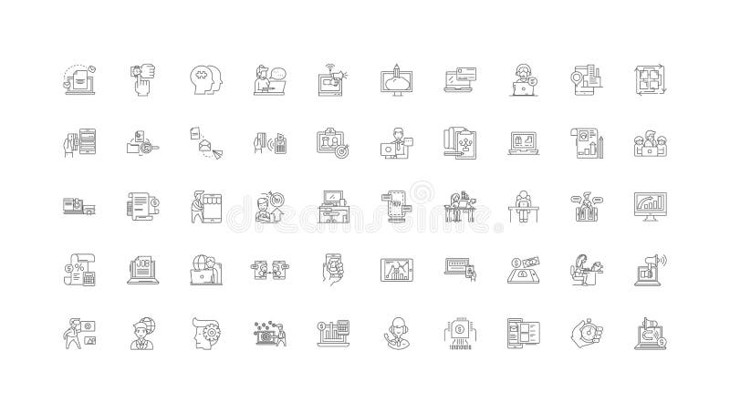 Digital Media Ideas, Linear Icons, Line Signs Set, Vector Collection Stock Vector - Illustration ...