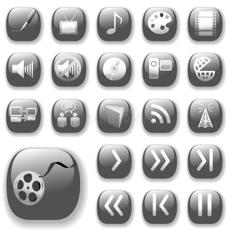 Digital-Media-Kunst-Ikonen Eingestellt Vektor Abbildung - Illustration ...