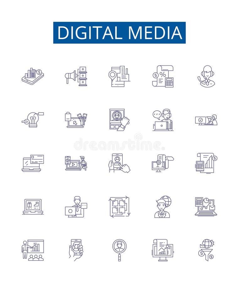 Digital Media Line Icons Signs Set. Design Collection of Digital, Media ... Digital Media Line Icons Signs Set. Design Collection of Digital, Media ...