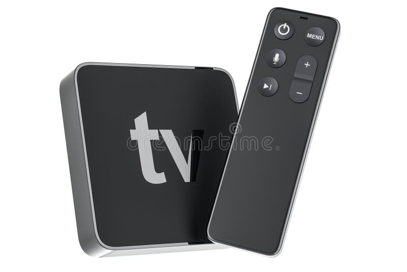 Digital Media Player TV with Remote Control, 3D Rendering Stock ...