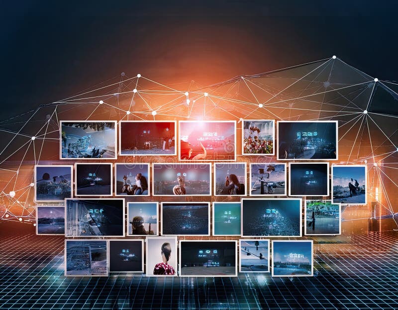 Digital Media Streaming and Global Network Data Concept with Screens ...