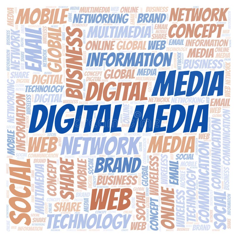 Digital Media word cloud stock illustration. Illustration of font ...