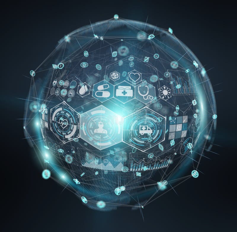 Digital Medical Sphere Interface 3D Rendering Stock Illustration ...