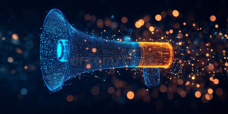 Digital Megaphone Announcement Network Abstract High Quality Image ...