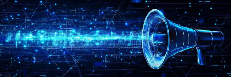 Digital Megaphone Broadcasting Data Stream Symbol of Digital Marketing ...