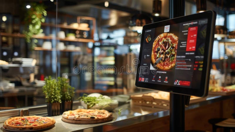 Digital Menu Displaying Pizza in Restaurant Stock Image - Image of ...