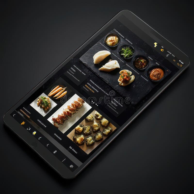 Digital Menu with Food Images and Descriptions Stock Illustration ...